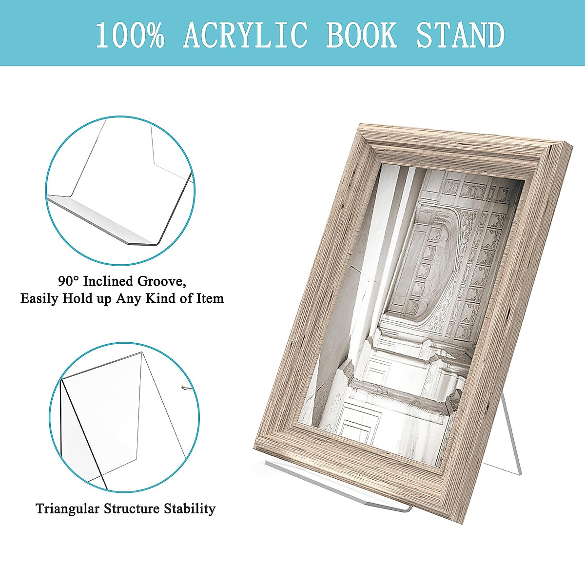 SANYOUNG 6 Pack Acrylic Book Stand, Clear Book Display Easel, Acrylic Book Stand Holder for Displaying Comic Books, Albums, Newspaper, Magazines, CDs, etc