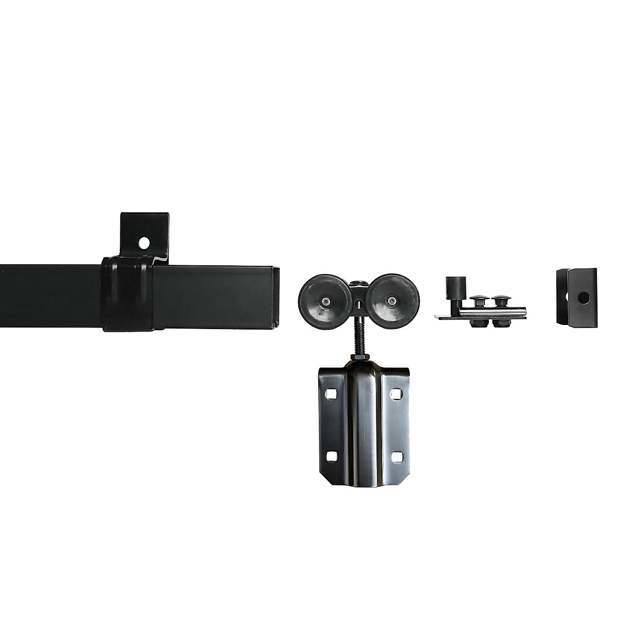 DIYHD 6FT Black Box Rail Sliding Barn Door Hardware Heavy Duty Outdoor Sliding Track Kit, 6FT Track kit, Wall Mount Kit
