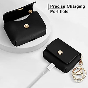 Toplive Compatible with AirPods Pro Case, PU Leather Shockproof Protective Case Cover for AirPods Pro with Keychain and Clasp -Black