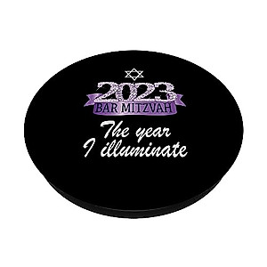 2023 Bar Mitzvah Quote Festive Black Purple Decor PopSockets Standard PopGrip