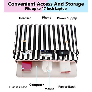 MATEIN Laptop Bag for Women, 17 inch Cute Computer Briefcase Laptop Carrying Case, Lightweight Messenger Sleeves Shoulder Work Tote Bag with Bow & RFID Pocket Gifts for College Office Business, Pink