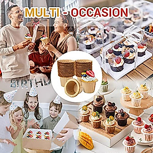 Suice Paper Cupcake Liners 50pcs, Disposable Muffin Baking Cups Natural Color Parchment Cupcake Liners Holiday Cupcake Wrappers Mini Cupcake Cups for Wedding Party Serving, Birthday Desserts,Gathering