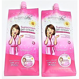 Brilliant Skin Sunscreen Gel-Cream SPF 30 Sachet Size 50 gram (Pack of 2), 3 Piece Set
