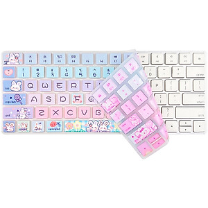 Sanfulin Keyboard Cover Skin for Apple iMac Wireless Magic Keyboard 2nd Gen (Model: A1644 MLA22LL/A) Without Numeric Keypad, Cute Silicone Skin Protector, Cute Bunny