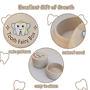 Tooth Fairy Box, Carved Wooden Box with 3D Tooth, Stores Lost Teeth for Kids, Easy to Carry, Suitable Size and Durable, Dropped Tooth Keepsake Storage Box for Boy or Girl(B-Wings-T)
