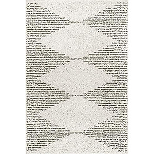 nuLOOM Scarlette Abstract Diamonds Shag Area Rug, 10' 2" x 14', Off-white