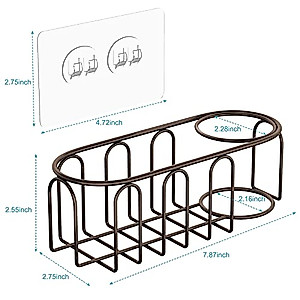 stusgo Sink Sponge Holder for Kitchen Sink, Sink Holder for Brush and Sponge, 2 in 1 Design Adhesive Sponge Caddy Stainless Steel, Rustproof, Waterproof, Bronze