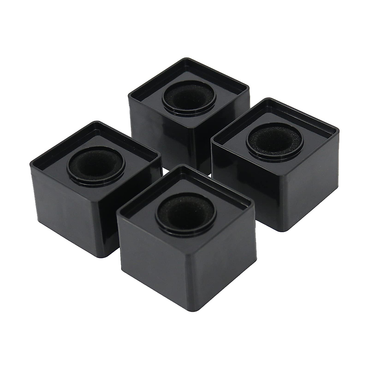 YaeGarden 4-Pack Microphone Flag Station Portable Square Cube Shaped Interview Mic Flag Station Logo Superior ABS Material, Black