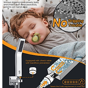 SR SUN RISE SRSH-F5043 Bathroom Luxury Rain Mixer Combo Set Wall Mounted Rainfall Shower Head System Polished Chrome, (Contain Faucet Rough-in Valve Body and Trim)