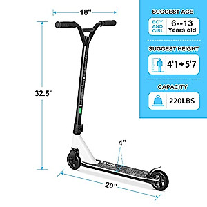 VOKUL Pro Scooters for Kids with Metal Wheels - Stunt Scooter for Boys Girls Teens Up 6 Years - Freestyle Tricks Scooter for BMX Entry Level