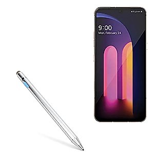 BoxWave Stylus Pen Compatible with LG V60 ThinQ 5G (Single Screen) (Stylus Pen by BoxWave) - AccuPoint Active Stylus, Electronic Stylus with Ultra Fine Tip - Metallic Silver