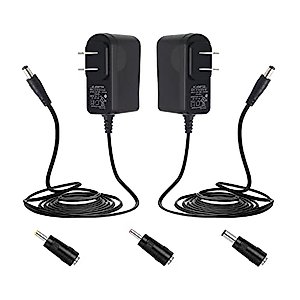 2 Pack 12V 1A/1000mA 10ft Long Power Supply Adapter, 12W AC to DC Adapter Cord with 3 Tips for LED Strip Lights, Keyboard, BT Speaker, Router, Monitor,Webcam, CCTV Camera, UL Listed