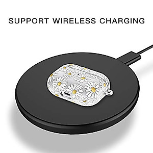 Airpods Pro Case Clear TPU YOMPLOW Compatible with Airpod Pro Cover Protective Case Cute Girls with Keychain Women for Apple Airpods Pro Charging Skin - White Daisy