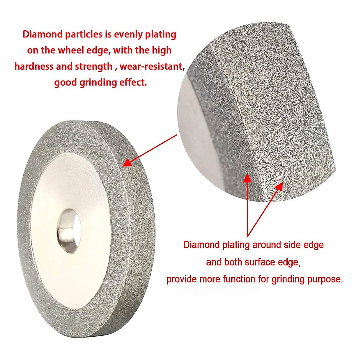 Flat Diamond Grinding Wheel 3-1/16" x 1/2" x 3/8" Grit #150 Parallel Cutter Wheel for Hard Alloy, Tungsten Steel， Ceramic, Gem, Glass - 1Pack