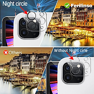 Ferilinso Designed for iPad Pro 12.9 Inch Screen Protector Accessories 2022 2021 2020 4th 5th 6th Generation 2 Pack Tempered Glass with 2 Pack Camera Lens Protector 9H Hardness Face ID Suitable
