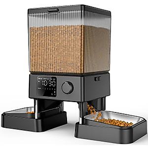 oneisall Automatic Cat Feeder for 2 Cats, 20 Cups/5L Automatic Cat Food Dispenser for Small Pets Indoor, Timed Cat Feeder for Dry Food