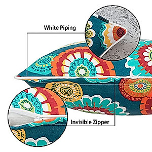 Magpie Fabrics Outdoor Waterproof Lumbar Pillow with Insert 2 Set(12"x19", Heronsbill Green)