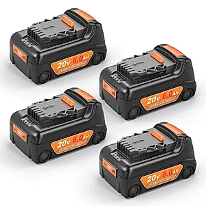 SUnMilY Upgraded 4Pack 6.0Ah Replacement for Dewalt 20V Max Battery Compatible with Dewalt 20V Battery DCB200 DCB201 DCB204 DCB206 DCD/DCF/DCG/DCS Series Cordless Power Tools
