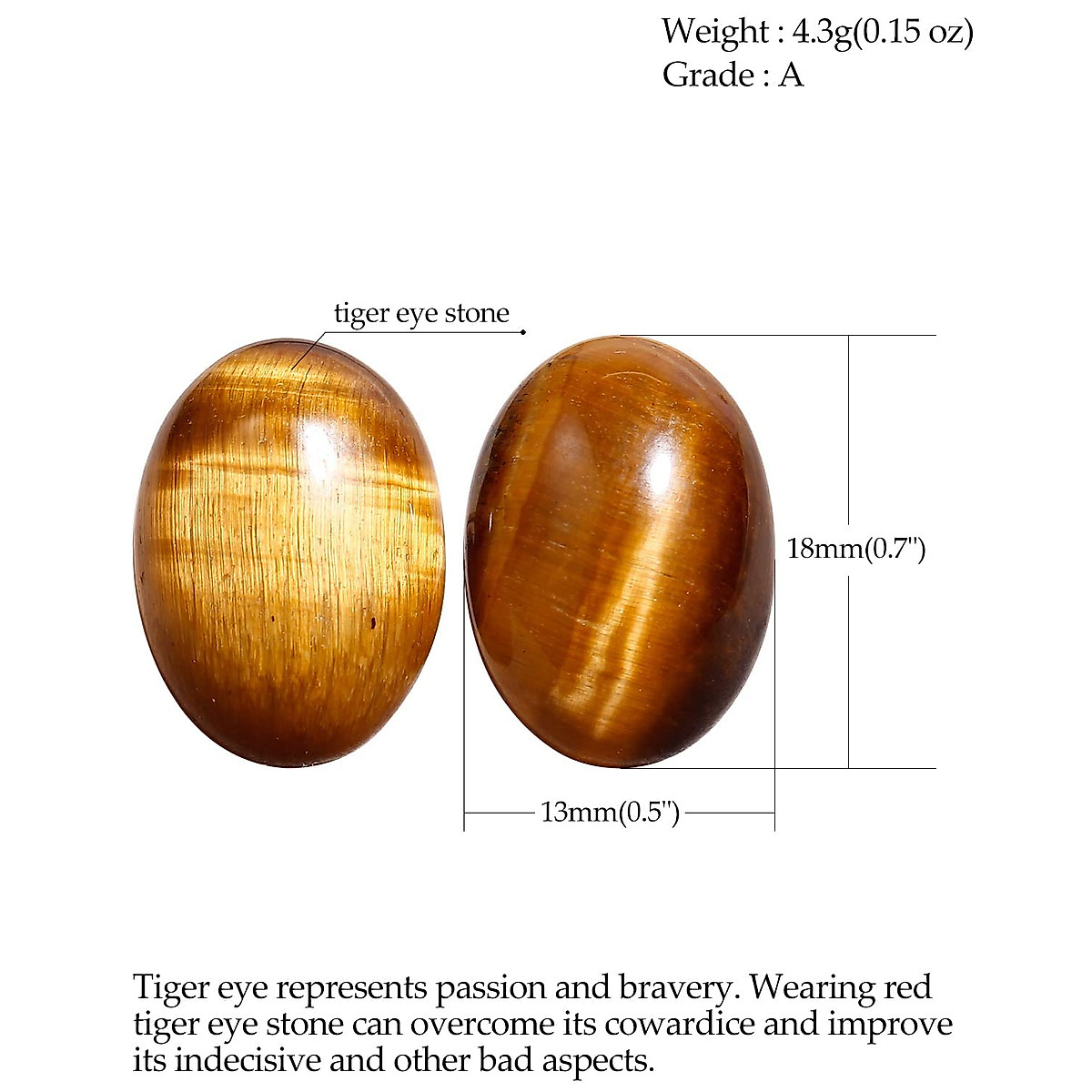 Jewever Tiger Eye Gemstone 925 Sterling Silver Earrings for Women Stud Mens Earrings Stud Healing Crystals Jewellery for Women (Oval)