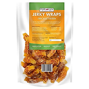 Pur Luv Chicken and Sweet Potato Jerky Wraps Rawhide Free Dog Treats, Healthy, Easily Digestible, Long Lasting, and High Protein Dog Treat, 16 oz, Brown