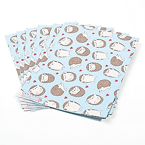 CENTRAL 23 - Wrapping Paper for Kids - Boys - Girls - Blue GiftWrap - Hedgehog and Hearts - Birthday Wrapping Paper - Recyclable