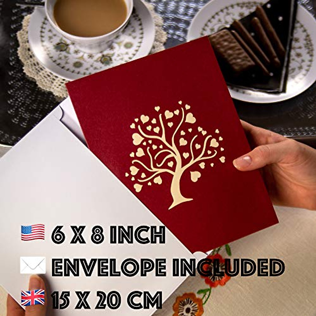 Pop Up Love Tree Card by DEVINE Cards | Happy Wedding Anniversary Card for Wife Husband | Mothers Day Card | 3D Pop Up Birthday Cards for Women Mom Dad Gifts