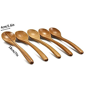 Miraclekoo Wood Spoons for Eating and Soup Wooden Soup Spoons,7 Inch,5 Pcs