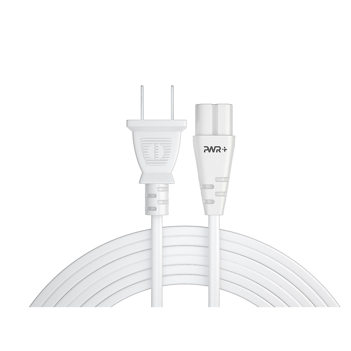 White TV Power Cord 12Ft Cable for Samsung LG TCL Sony: 2 Prong AC Wall Plug 2-Slot LED LCD Insignia Sharp Toshiba JVC Hisense, Hp Brother Canon Pixma Epson Officejet Photosmart Deskjet Printer Cable