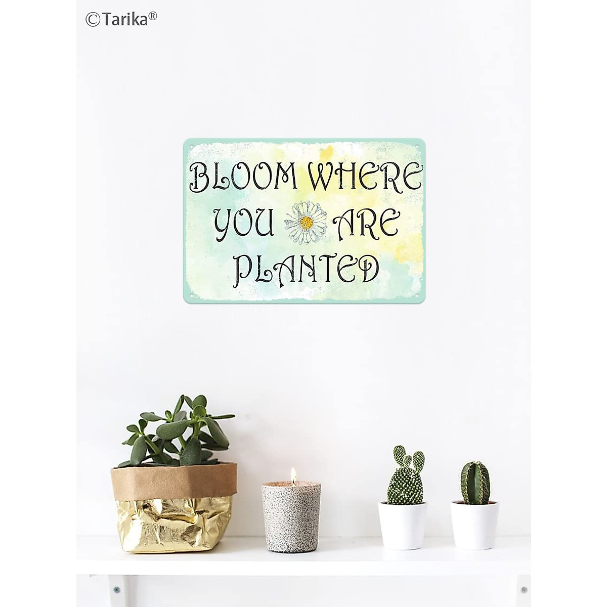 Bloom Where You are Planted 8X12 Inch Tin Retro Look Decoration Crafts Sign for Home Kitchen Bathroom Farm Garden Garage Inspirational Quotes Wall Decor