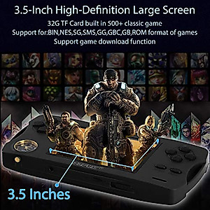 Handheld Game Console, Retro Games with 32G TF Card Built-in 480 Old School Games 3.5-Inch Screen Support for Connecting TV & Two Players 1800mAh Rechargeable Battery Present for Kids（Black）