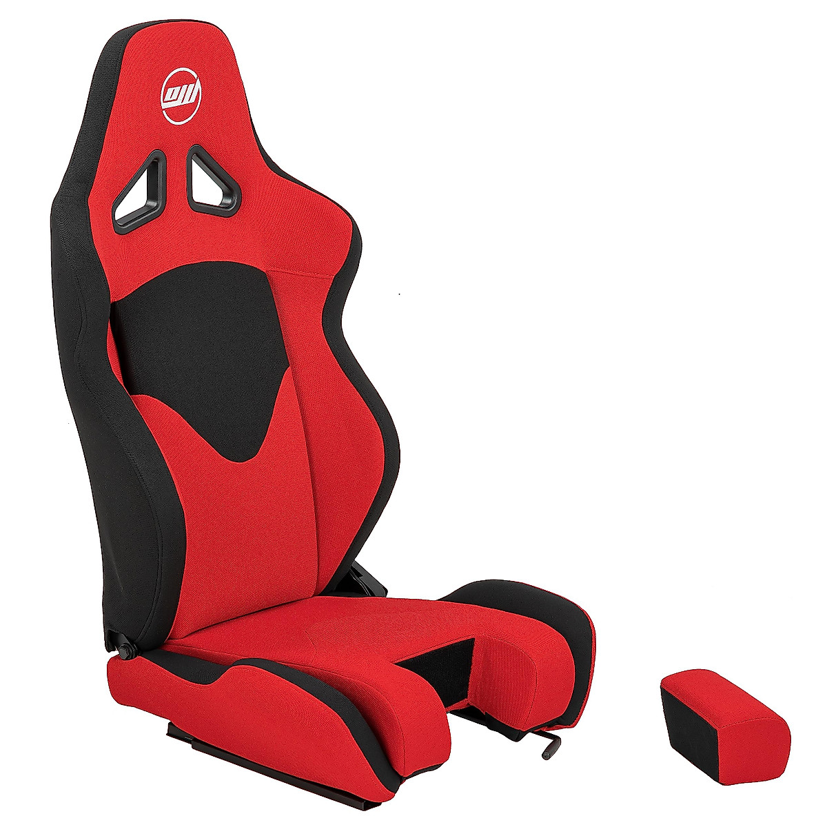 SimFab Flight Simulator Seat With Seat Base Cut Out For Fighter Stick Or Helicopter Collective, red