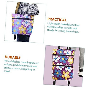 Tofficu Pull Bag Plastic Tote Bag Trolly Cart with Wheels Folding Shopping Cart Folding Cart with Wheels Tote Bag with Wheels Foldable Shopping Cart with Wheels Oxford Cloth Shopping Bag