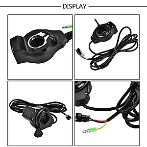 Nikou Ebike Throttle, 12V - 99V Thumb Throttle Speed Control Assembly Throttle Display Thumb with LCD Battery Voltage Display Accessory for Electric Scooter Electric Bike