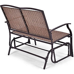 HAPPYGRILL Outdoor Swing Glider Loveseat Chair for Backyard Garden Rocking Seating Patio Bench with Powder Coated Steel Frame