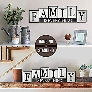 Hanging or Standing Family is Everything Wall Sign or Shelf Sign - Family Sign, Family Signs for Home Decor Wall, Family Decor, Christian Family Wall Decor for Living Room, Family Wall Art - White