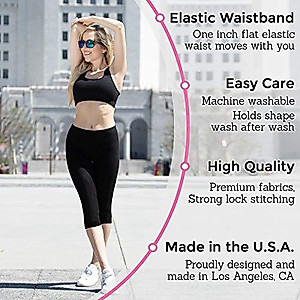 STRETCH IS COMFORT Women's Knee Length Leggings Black Large