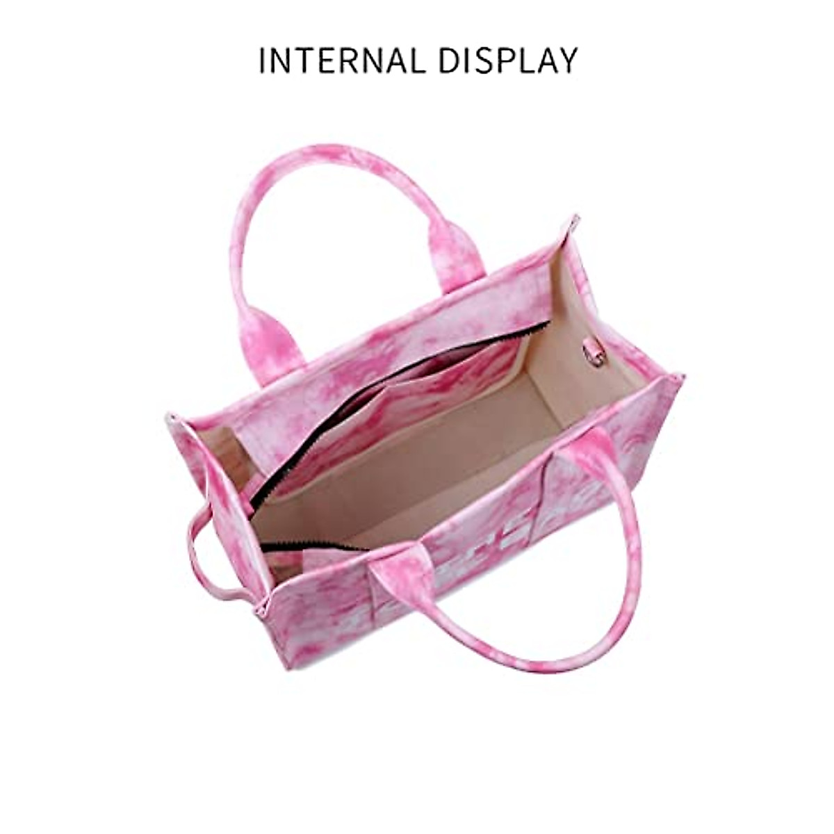 LMKIDS Tote Bag for Women, Canvas Tote Bag, Travel Tote Bag, Women Shoulder HandBag, Crossbody Bag, The Tote Bag with Zipper(Pink)