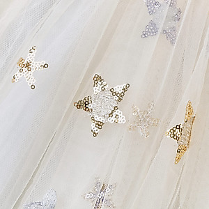 Little Toddler Baby Girl Princess Sequin Stars Tutu Dress Rainbow Sleeveless Strap Dress Sundress Summer Outfits (C-Beige Stars, 3-4T)