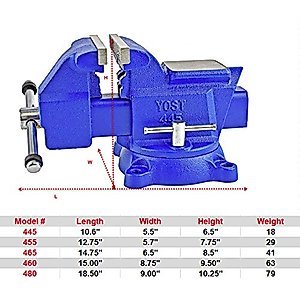 Yost Vises 445 Combination Vise | 4.5 Inch Jaw Width Utility Pipe and Bench Vise |Secure Grip with Swivel Base and Large Pipe Jaw Capacity | Made with Cast Iron and Steel U Channel Bar