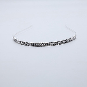 Wiwiw 2 Row Crystal Rhinestone Headband Thin Hair Band Bridal Prom Party headband Hair Accessories for Women Girls (2 Row)