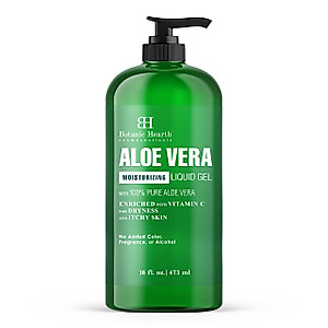 Botanic Soothing Hearth Aloe Vera LIQUID Gel - From 100% Pure and Natural Cold Pressed Aloe Vera, 16 fl oz