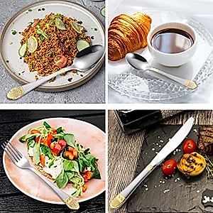 Silverware Set Flatware 72-Piece Luxury Relief Plating Retro Golden Stainless Steel Tableware Cutlery Set with Storage Box Kitchen Utensils Spoon and Fork Set Hand Wash Recommended