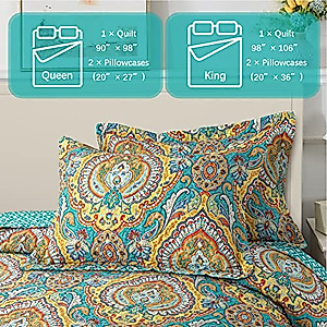 TWINRUN 2 Quilt Sets King Size,Lightweight Quilted Bedspread Set+Boho King Quilt Bedding Set
