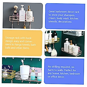 DOITOOL Wrought Iron Storage Rack Wall Baskets for Storage Cord Organizer Hitch Cargo Rack Wall Hanging Baskets for Storage No Shower Caddy Basket Shelf Wall-Mounted Wire Rack Vanity Shelf