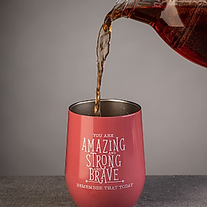 DIVERSEBEE Inspirational Thank You Gifts for Women, Mom, Sister, Wife, Coworker, Nurses, Best Friend, Encouragement Birthday Wine Gifts - Insulated Wine Tumbler Cup with Lid (Ruby)