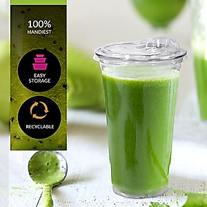 PAMI Clear 24oz Plastic Cups With Sip Lids [Pack of 50] - BPA-Free Disposable Clear Cups With Strawless Lids For Cold Drinks- To-Go Cups With Lids For Iced Coffee & Tea, Smoothies, Boba, Cocktails