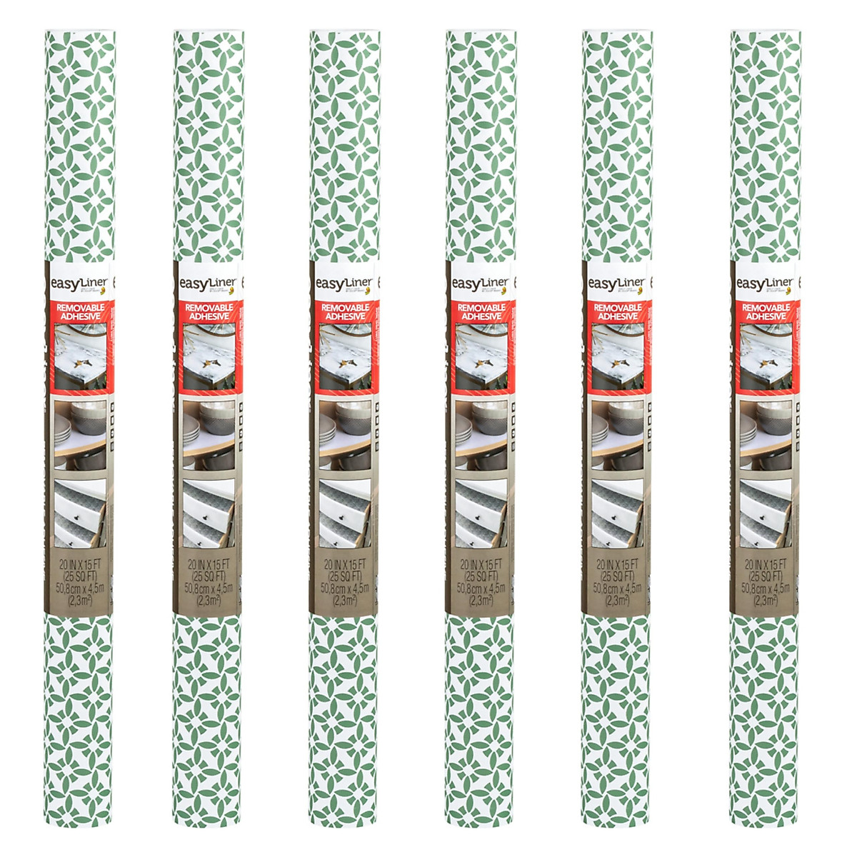 Duck Brand EasyLiner Adhesive Prints Shelf Liner, Fern Starburst, 6 Pack, 20 in. x 15 ft. (287756)