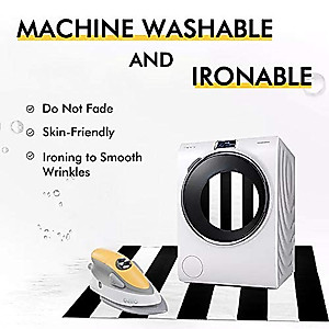 KOZYFLY Black and White Striped Rug 3'x5' Indoor Outdoor Rugs Hand Woven Cotton Washable Striped Layered Doormats for Front Door/Kitchen/Farmhouse/Entryway/Patio