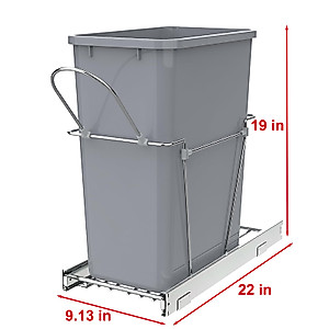 Single Pullout Trash Can for Under Kitchen Cabinets Include Single 35QT Trash Bin Doesn't Include Door Fittings, Bottom-Mount Recycling Bin