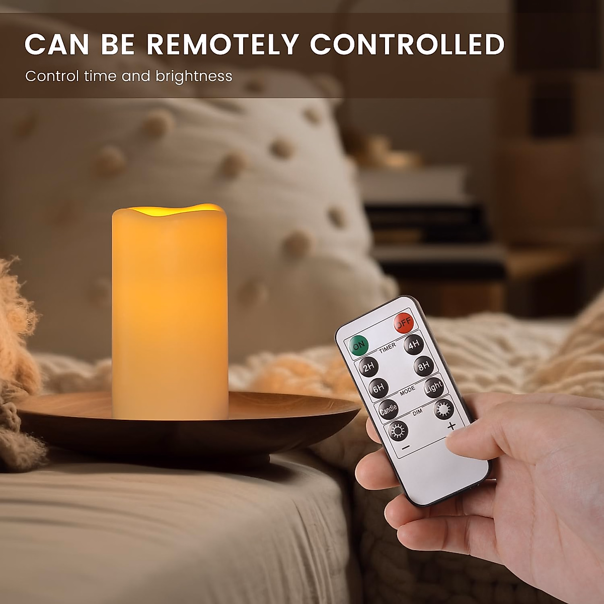 Large Outdoor Waterproof Flameless Candles with Remote Control,D3'' x H5.5'' Battery Operated Flickering LED Pillar Candle Plastic for Outdoor/Indoor Decoration Wedding, Party, Birthday (2PACK)